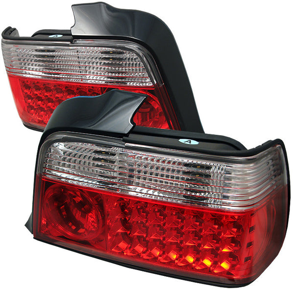 BMW E36 3-Series 92-98 4Dr LED Tail Lights - Red Clear – CARRO PACIFIC